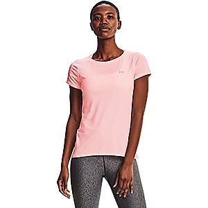 Under Armour Womens HeatGear Armour Short-Sleeve T-Shirt , Beta Tint (658)/Metallic Silver , Large