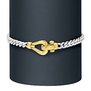 Ross-Simons Sterling Silver Curb-Link Bracelet With 18kt Gold Over Sterling. 7 inches