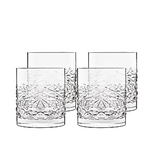 Luigi Bormioli 12346/02 Mixology 12.75 oz Textures DOF Double Old Fashioned Glasses (Set of 4), Clear