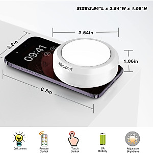 HOLKPOILOT Puck Lights with Remote Control, Under Cabinet Lighting Battery Operated, Under Counter Cabinet Puck Lighting, Kitchen Cabinet Lights Wireless Stick On Lights White (4pack)