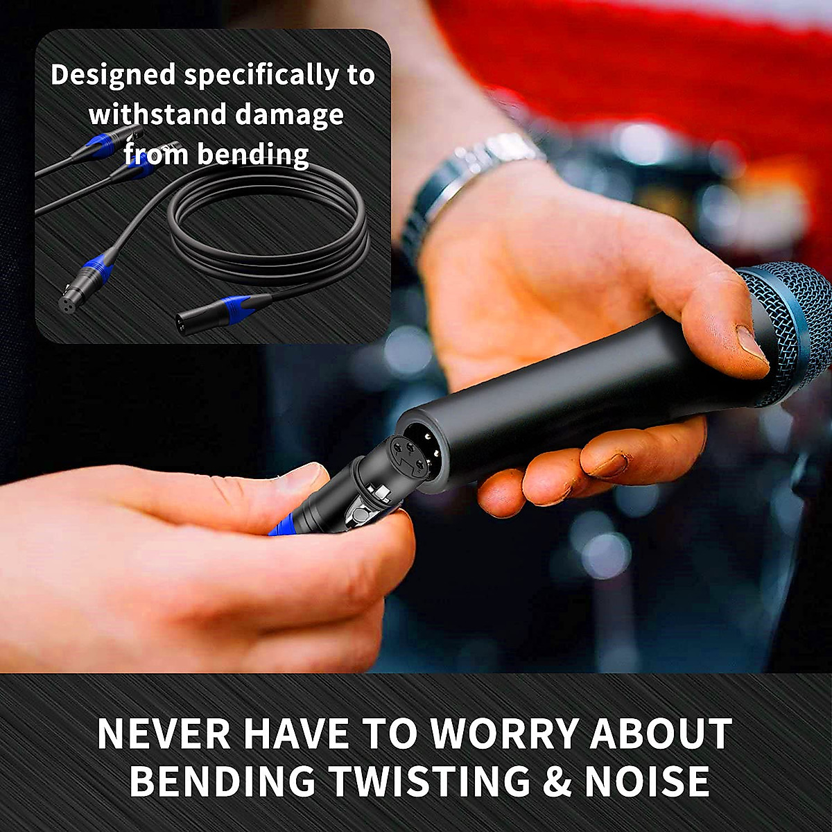 AuxLink XLR Cable 50ft 2 Pack, XLR Microphone Cable Male to Female, Balanced XLR Cable Suitable for Preambles, Speaker Systems, Radio Station and More