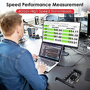 BEYIMEI PCIE SATA Card 16 Ports, 6 Gbit/s SATA 3.0 PCIe Card, PCIe to SATA Controller Expansion Card, Boot as System Hard Drive, Suitable for All PCIE Slots (JMB575 + ASM1064)