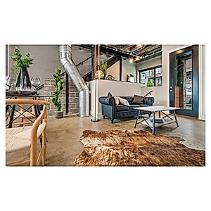 NativeSkins Large Faux Cowhide Rug - Sahara Sands (4.6ft x 6.6ft) - Cow Print Area Rug for a Western Boho Decor - Synthetic, Cruelty-Free Animal Hide Carpet with No-Slip Backing