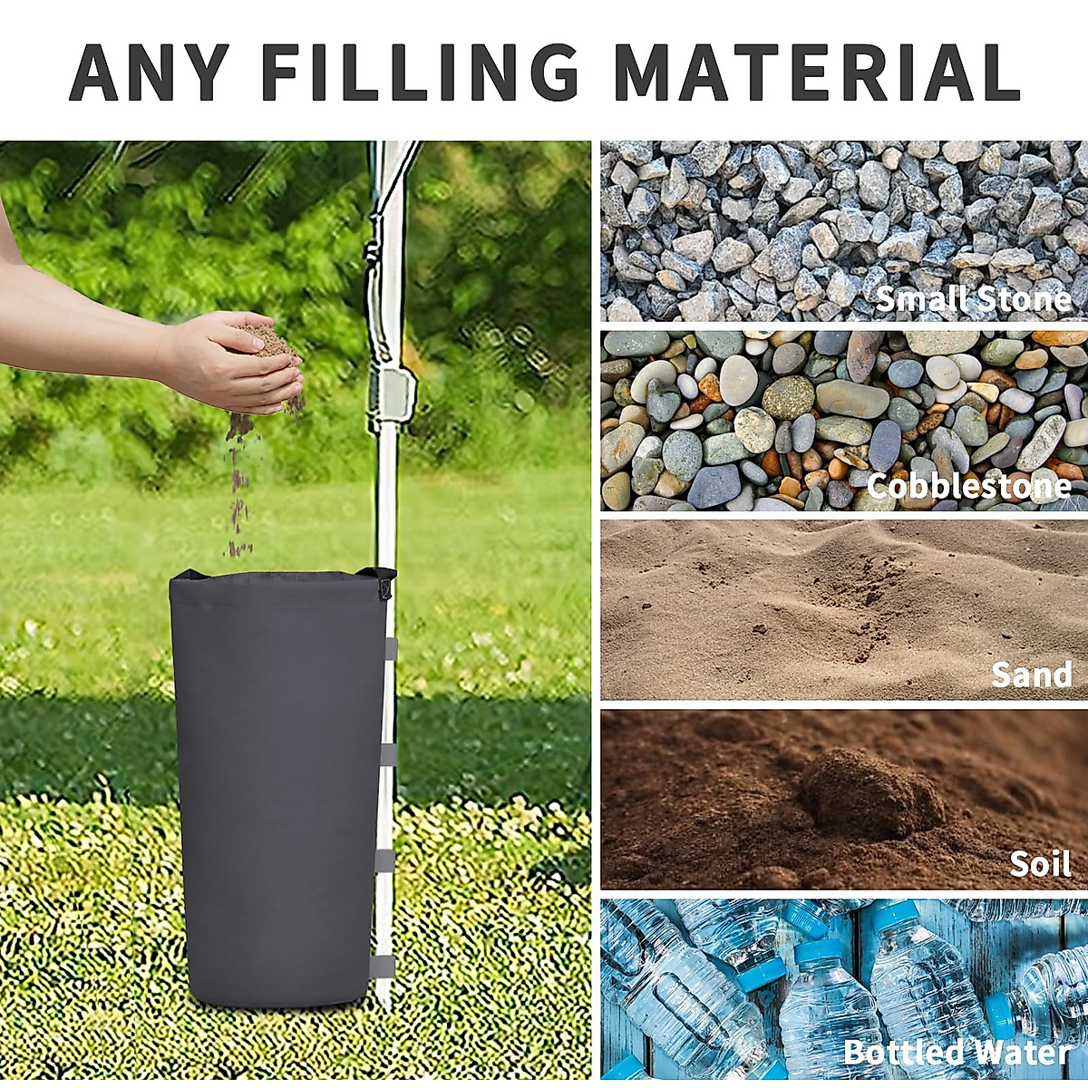 Easy-Going 4-Pack Sand Bags for Weight Sand Bags for Patio Umbrellas Sandbags for Outdoor Pop up Canopy Tent (Without Sand) Grey Standard (18.3x7.8inch)