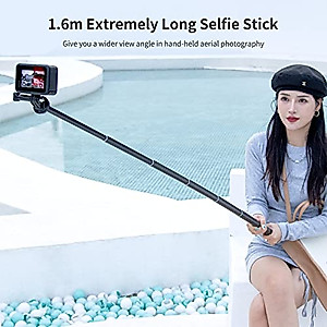 63inch Extension Selfie Stick for INSTA360 for GoPro 11 10 9 8 7, Insta Insta360 One X2 X One R EVO Action Cameras, Smartphone Gimbal Extension Pole for Sports Cam, Black