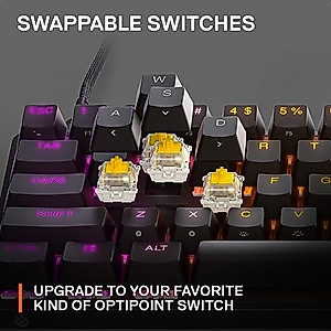 SteelSeries New Apex 9 Mini – HotSwap Optical Mini Keyboard – 60% Compact Design – Optical Switches – RGB Customization – Aluminum Alloy Frame – Double Shot PBT Keycap (Renewed)