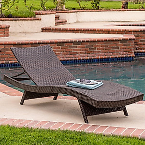 Ochangqi Lounge Chair Outdoor with 4 Adjustable Backrest, Wicker Chaise Lounge Chair Outdoor with Metal Frame, Outdoor Lounge Chairs All Weather Patio,Beach, Pool Side, Outdoor (Brown)