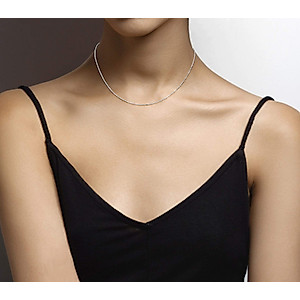 Miabella 925 Sterling Silver or 18Kt Yellow Gold Over Silver Italian 1mm Adjustable Solid Thin Bolo Box Chain Necklace for Women/Slider Chain 14-24 Inch/Made in Italy (sterling silver)