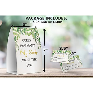 Guess How Many Baby Socks Are In The Jar, Baby Shower Games, Baby Shower Decorations - One Sign and 50 Cards(MANY014)