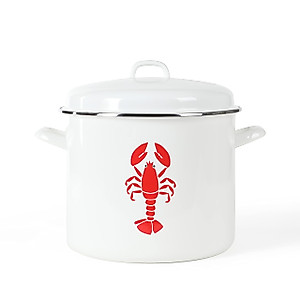 Martha Stewart 16-Quart Enamel On Steel Scratch Resistant Lobster Stock Pot - Linen