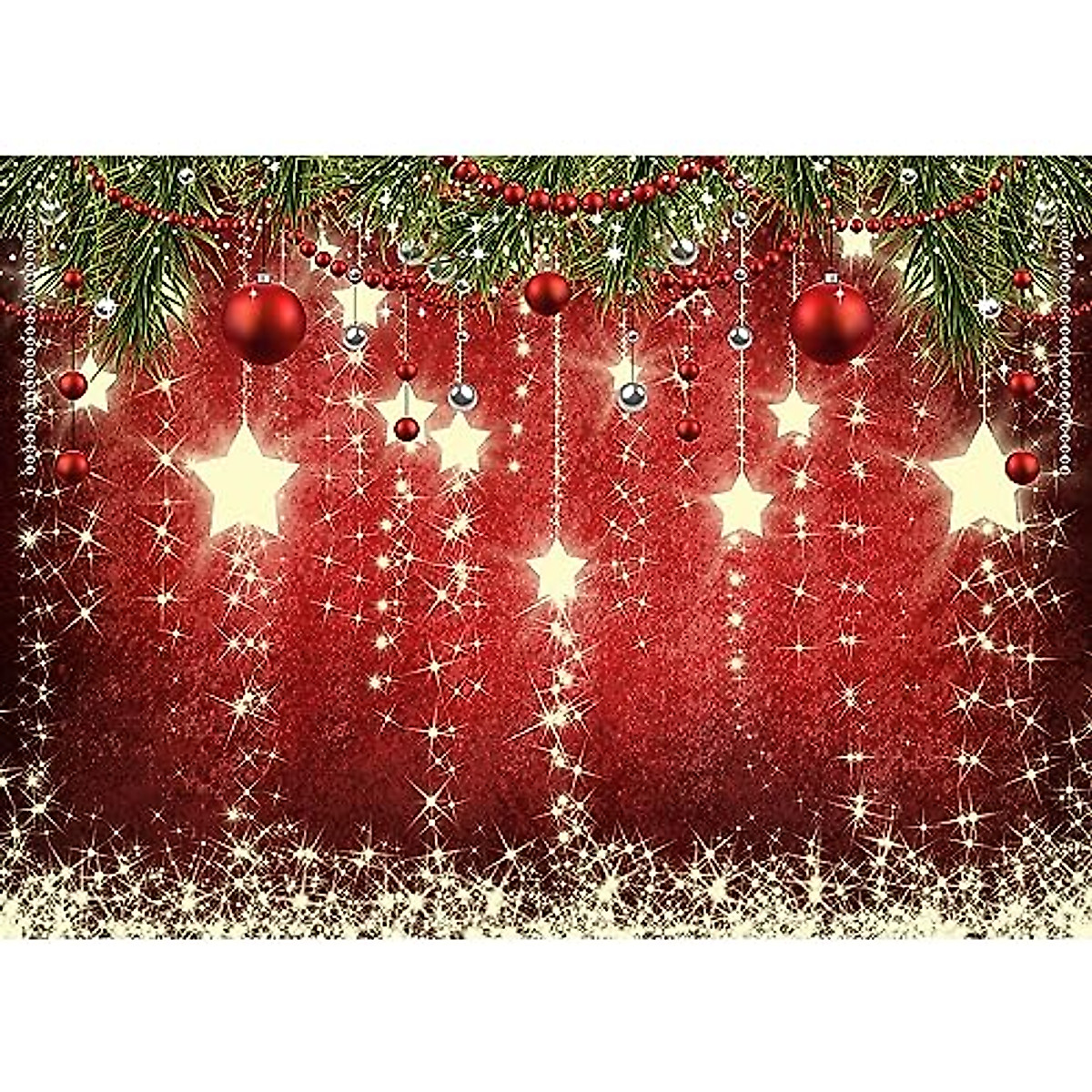 7x5ft Red Christmas Backdrop Sparkling Stars Christmas Backdrops for Pictures Glittering Stars Christmas Photo Backdrop New Year Christmas Photography Backdrop for Party Decorations