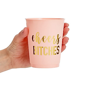 BLUE PANDA 16-Pack Bachelorette Party Cups, Reusable Bride and Bridesmaid Cups for Bridal Shower Party, Bachelorette Favors and Bridesmaid Gifts, Future Mrs + Cheers (16 oz)