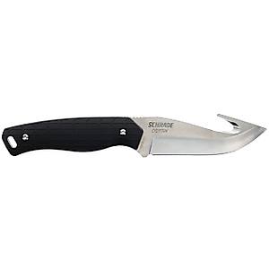 Schrade Delta Class Exertion Gut Hook Fixed Blade 8.5in with 4in AUS-10 Steel Blade and Non-Slip Grip for Hunting