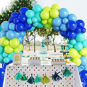 Blue Green Balloon Arch Kit, Ocean Theme Birthday Balloons 5 10 inch Blue Green Latex Party Balloons Garland Kit for Baby Shower Decorations Ocean Bachelorette Graduation Party Home Decorations