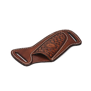 Tourbon Leather Fixed Blade Knife Sheath for Belt Knives Holder Cross Draw Right Side Carry Open Top EDC Tools Holster, Brown