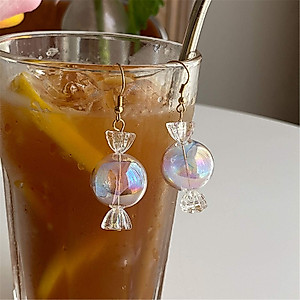 ANDPAI Funny Cute Colorful Sweet Glass Candy Dangle Drop Earrings Creative Chic Personalized Simulation Food Earrings for Women Statement Jewelry Gifts (Colorful)