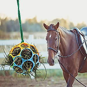 Besimple 2 Pack Horse Treat Ball Hay Feeder Toy, Goat Feeder Ball Hanging Feeding Toy for Horse Goat Sheep Relieve Stress (Colorful)