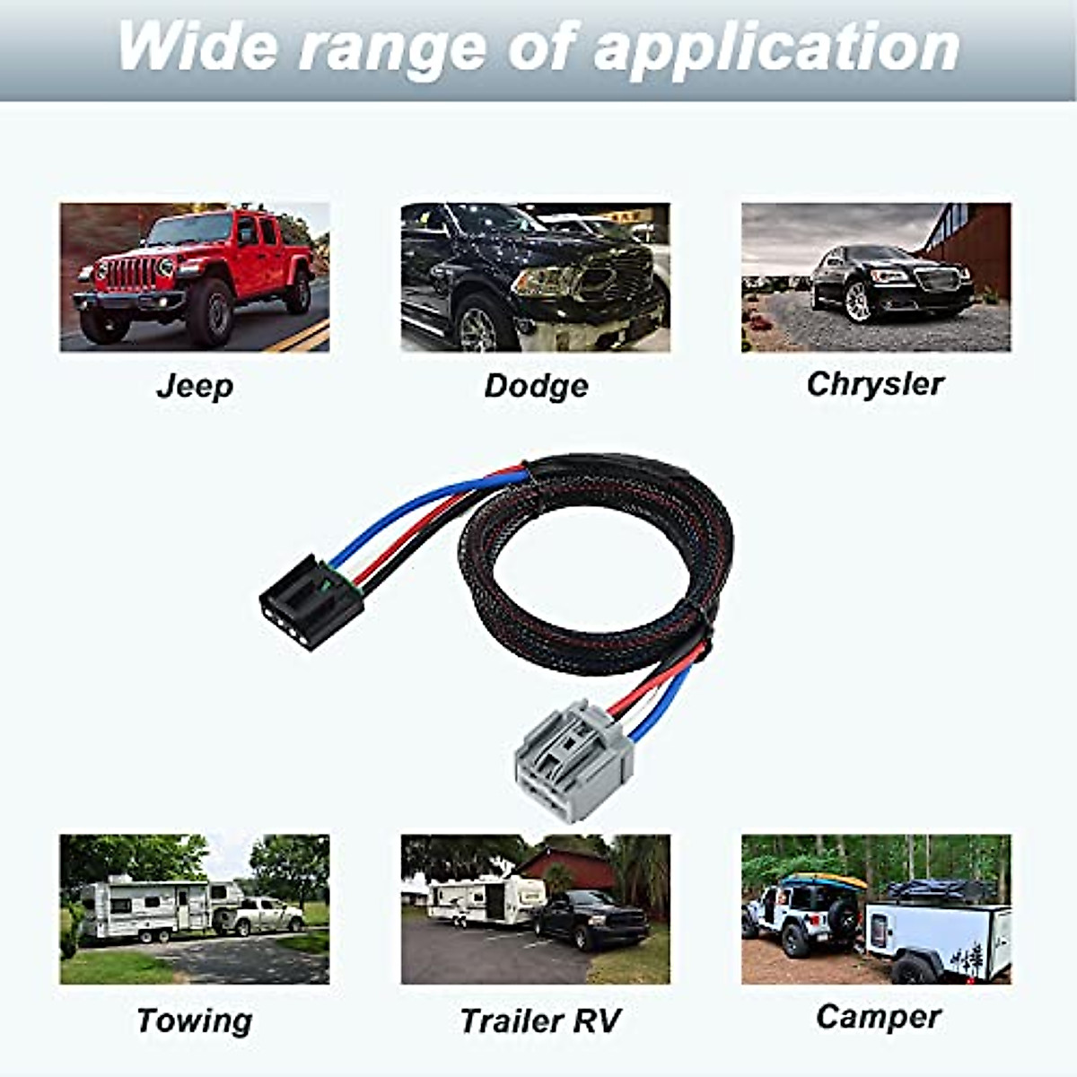 RED WOLF Brake Control Wiring Harness Adapter Fit Dodge Ram Chrysler w/Multifunctional 4 to 7 Way Pin Flat Trailer Converter Connector, 7 Round Blade Trailer Camper Towing Brake System Mount