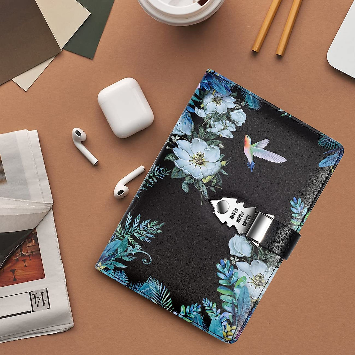 Diary with Lock for Adults, Lock Journal Combination Lock Writing Travel Diary A5 Journal Notebook (Atyle C)
