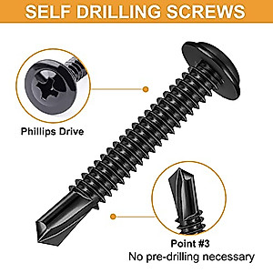 VIGRUE #8 and #10 Black Self Drilling Screws Assortment Kit