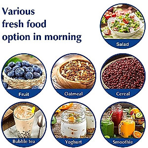 Overnight Oats Containers, 16 oz Overnight Oats Glass Jars with Lids and Spoon, 4Pack Airtight Overnight Oats Cup Wide Mouth Mason Jars for Yogurt,Cereal,Milk,Salad,Chia Pudding