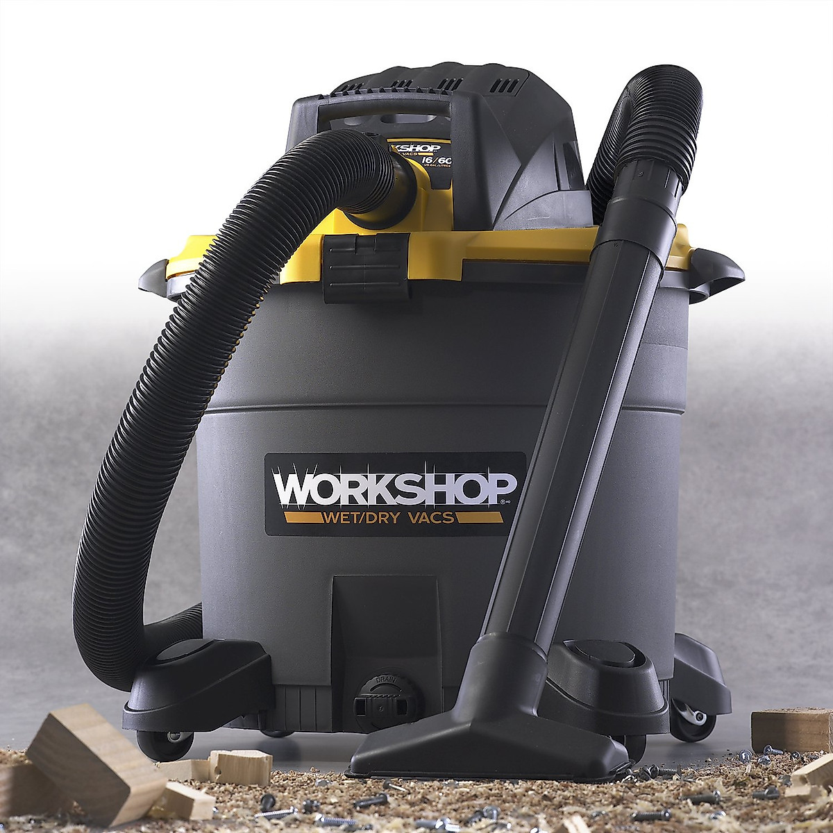 WORKSHOP Wet Dry Vac WS1600VA High Capacity Wet Dry Vacuum Cleaner, 16-Gallon Shop Vacuum Cleaner with 20-Feet Locking Wet Dry Vac Hose and Wet Vac Filters