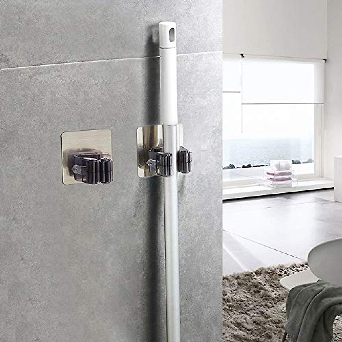 ARTORA Mop and Broom Holder Wall Mounted, Self Adhesive Broom Organizer Multipurpose Tools Storage Hanging Clip for Kitchen, Bathroom, Laundry Room (6 Pack)