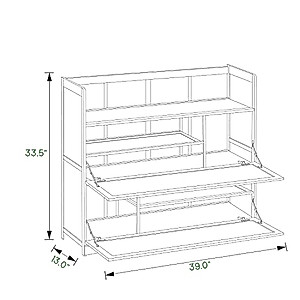 MoNiBloom Bamboo 5 Tier Shoe Storage Cabinet with Pull-Down Doors for Heels Sneakers Shoes Rack Organizer for 31-35 Pairs Entryway Hallway Living Room, Brown