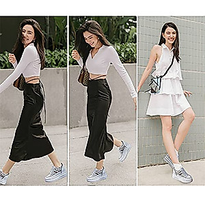 Women's Heighten Sneakers Breathable Mesh White Walking Shoes Outdoor Casual Footwear Thick-Sole（3.4 inch）