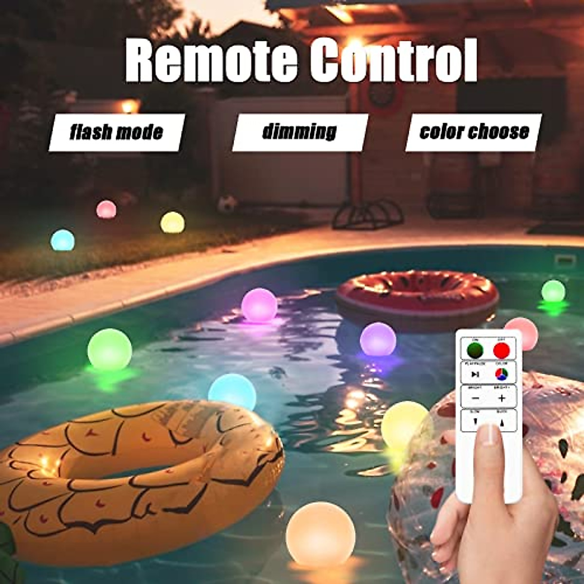 RGB Solar Floating Pool Lights w/ Remote & Ground Plug | 3-Pack