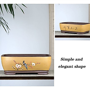 Outdoor Indoor Garden Plant Pots Purple Sand Flower Pot Begonia Bonsai Pot Simple Rectangular Extra-Large Plant Pot Planter with Drainage Holes Plant Pot Container (Color : Yellow)