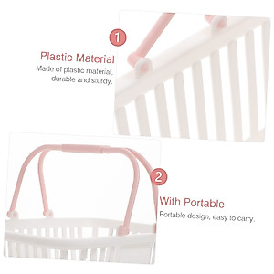 GRIRIW 3pcs White Plastic Laundry Hampers, Portable Storage Baskets with Handles, Mini Clothes Rack for Kids, Bathroom, Kitchen, Garden, Party Supplies