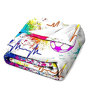 Super Soft Soccer Blanket Lightweight Cozy 3D Printed Flannel Baseball Basketball Throw Blankets for Sport Fans Kids Adults Gifts 50"X40"