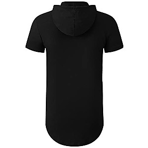 Aiyino Men's Short Sleeve Athletic Hoodies Sport Sweatshirt Solid Color Fashion Pullover M Black