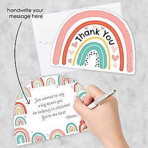 Big Dot of Happiness Hello Rainbow - Shaped Thank You Cards - Boho Baby Shower and Birthday Party Thank You Note Cards with Envelopes - Set of 12