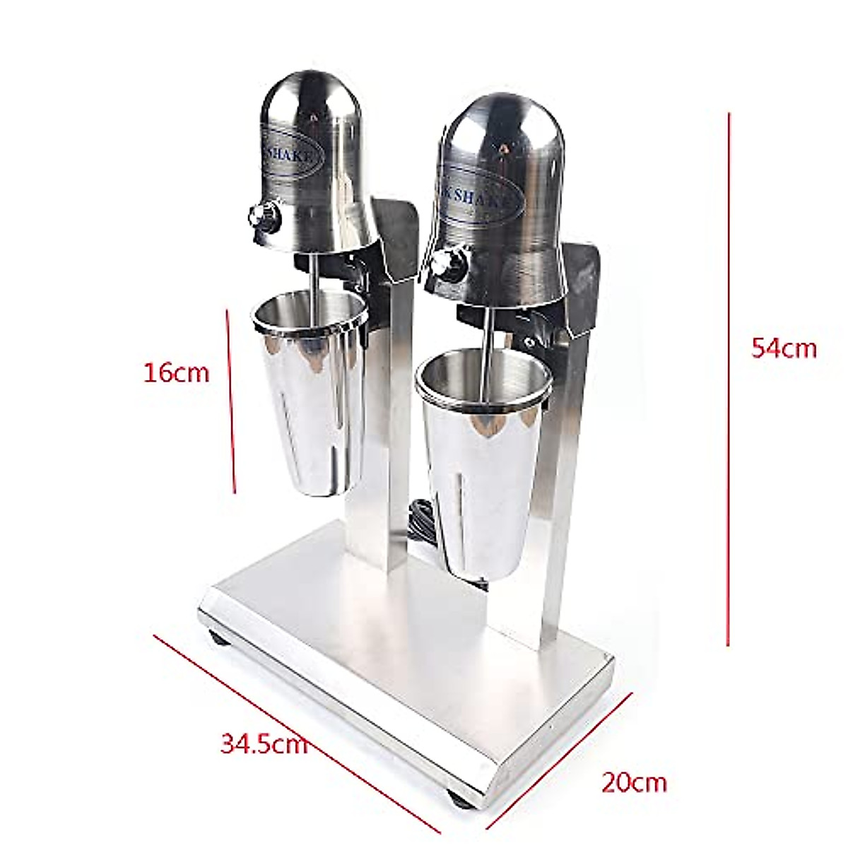 Electric Milkshake Maker Stainless Steel Milk Shake Machine Speed Adjustable Double Head Drink Mixer Beverage Equipment Smoothie Milk Foam Mixer Blender