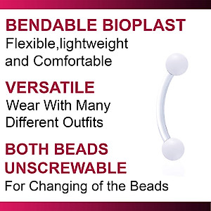 bodyjewellery 16g 16 gauge 3/8 10mm acrylic eyebrow lip ear tragus rings curved curve barbell straight bar white lot AIKG Piercing 4Pcs