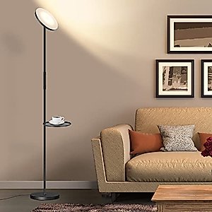 ODOM LED Floor Lamp for Living Room, 69inch Tall Standing Light with Remote &Touch Control, Dimmable Floor Light with Tray Detachable, 4 ColorTemperatures,Torchiere Floor Lamp for Bedroom/Office