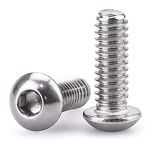 3/8-16 x 1 Button Head Socket Cap Bolts Screws, 304 Stainless Steel 18-8, Full Thread, Coarse Thread UNC, Allen Hex Drive, 25 PCS