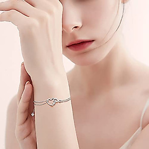immobird Infinity Love Heart Bracelets for Women 925 Sterling Silver Adjustable Bracelets Cute Charm Bracelets Gifts for Mom Wife Lover