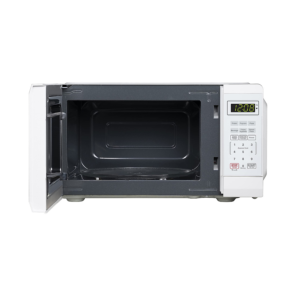 Farberware Countertop Microwave 700 Watts, 0.7 cu ft - Microwave Oven With LED Lighting and Child Lock - Perfect for Apartments and Dorms - Easy Clean Grey Interior, White