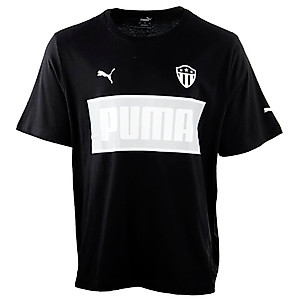 PUMA Mens Striped Badge Crew Neck Short Sleeve Bt Casual Tops Casual - Black - Size XXL