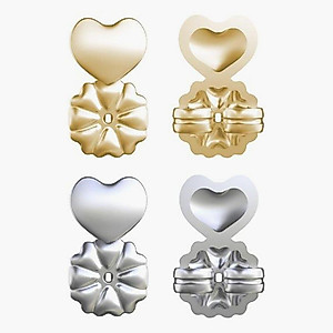 Magic Bax Earring Lifters - 2 Pairs of Adjustable Hypoallergenic Earring Lifts (1 Pair of Sterling Silver Plated and 1 Pair of 18K Gold Plated) As Seen on TV