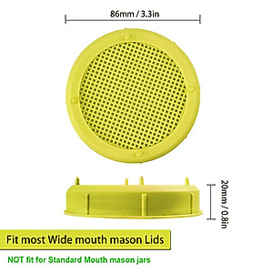 Picowe Plastic Sprouting Lids, Sprouting Jar Strainer Lid, for 86mm Wide Mouth Mason Jars, Canning Jars, Suit for Grow Bean Sprouts, Alfalfa, Salad Sprouts(8 Pack,Yellow)