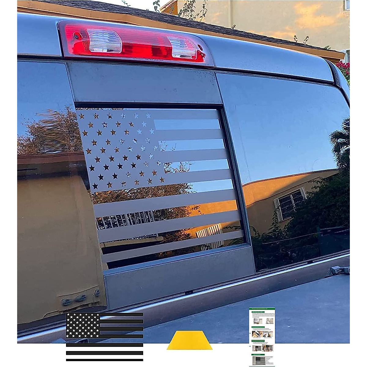 Xinghe for Toyot@ Tacoma 2005-2023, American Flag Decals for Truck Back Sliding Window, Matte Black USA Flag Decal for Truck Back Window, Waterproof Vinyl, Durable and Easy Remove Truck Decal