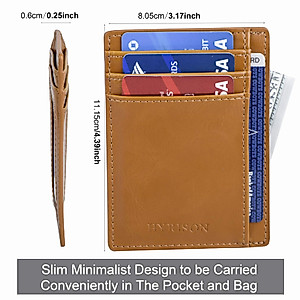 HYRISON Men and Women Slim Minimalist Front Pocket Leather Wallet Cards Holder RFID Blocking