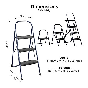 COSCO 11448NVY1E Big Step Stool, 225 lb. Weight Capacity, ANSI Type II, 3