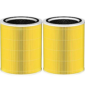Core 400s-RF Pet Allerg Replacement Filter Compatible with LEVOIT Core 400S Air Puri-fier, Core 400s-RF H13 HEPA 360 Degree Filtration, Activated Carbon Filtration System, 2 Pack Yellow