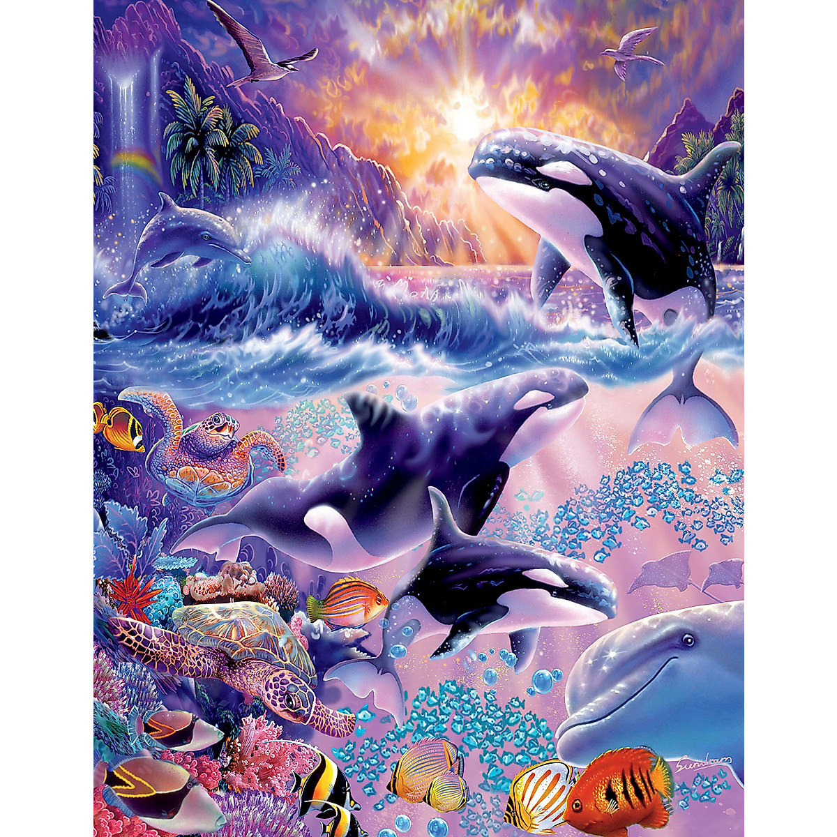 Ceaco - 8 in 1 Multipack - Seaside - (2) Round 300 Piece, (4) 550 Piece, (1) 750 Piece (1) 1000 Piece Jigsaw Puzzles
