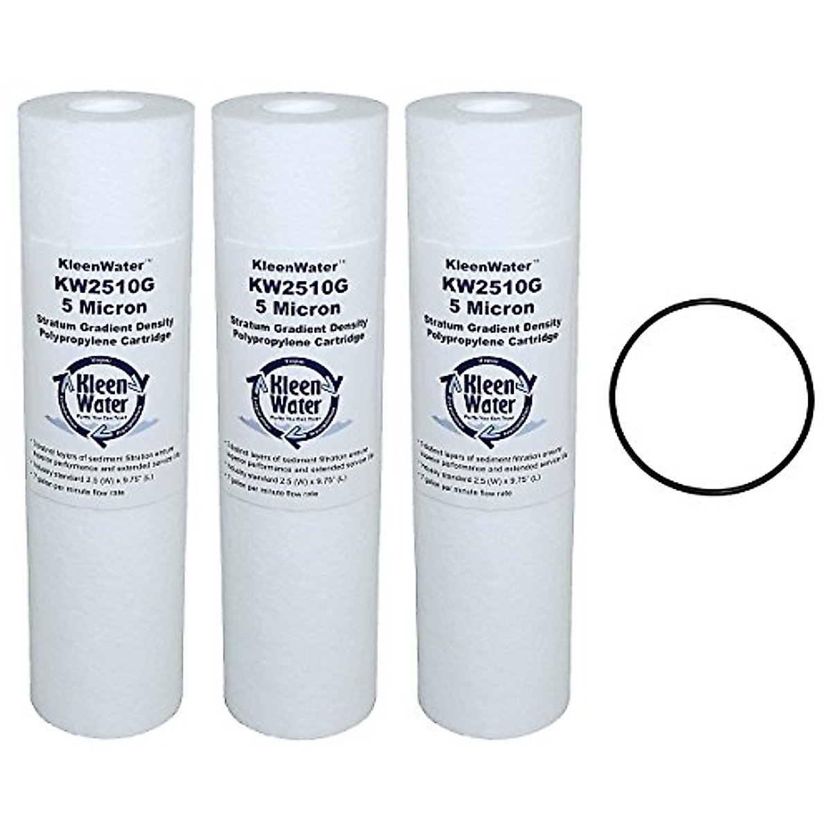 KleenWater KW2510G 50 Micron Water Filters, Set of 3, Compatible with GE GXWH04F GXWH20F GXWH20S and KleenWater KWGE25RG, Qty1, Compatible with GXWH04F, GXWH20F, GXWH20S